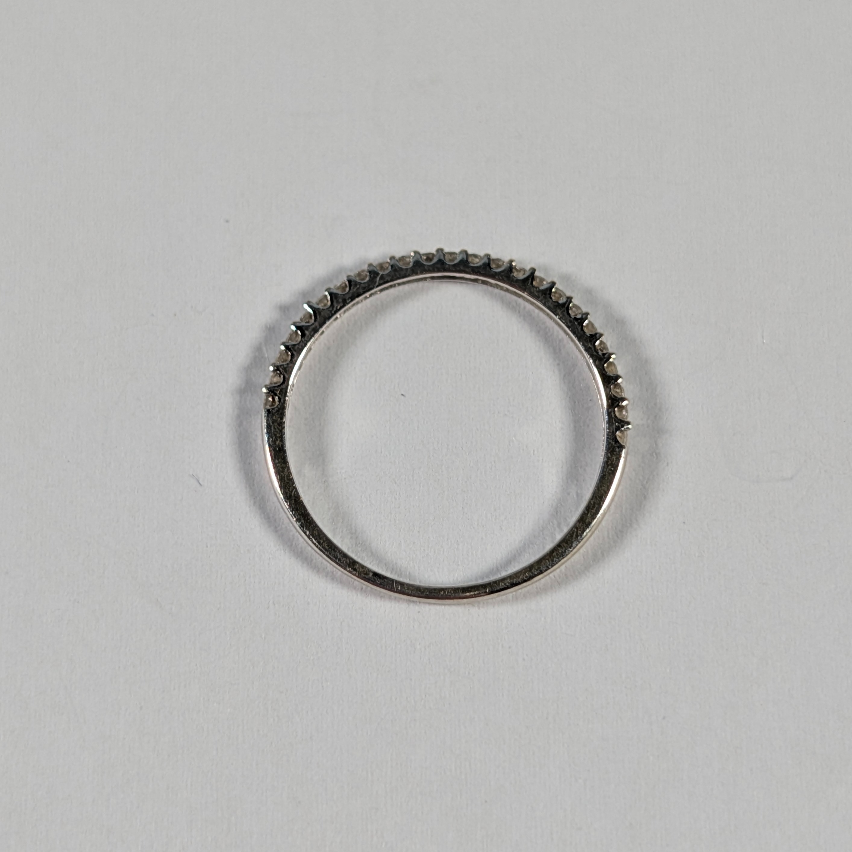 Pre-owned 9ct White Gold Diamond Slim Stacking Half Band Ring Size K1/2 ...